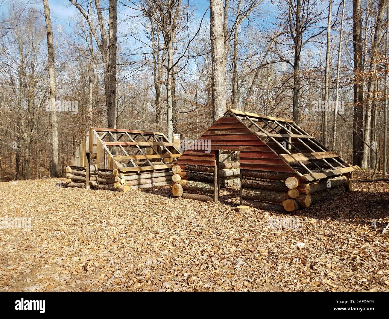 wood or log cabin building or structure in the forest or woods Stock ...