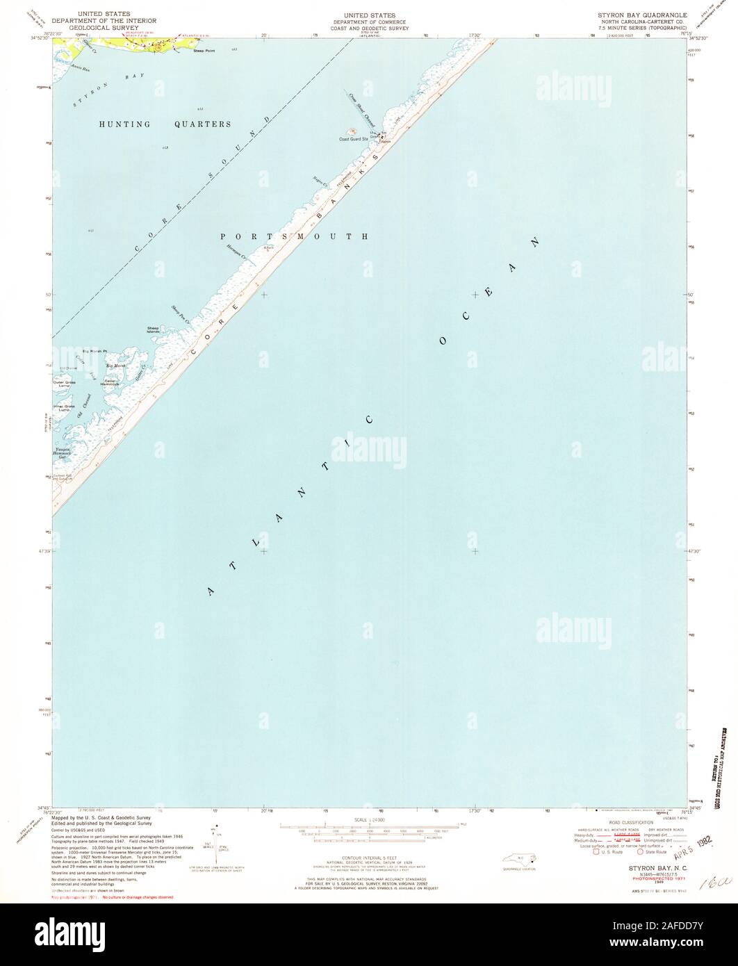 USGS TOPO Map North Carolina NC Styron Bay 164649 1949 24000 ...