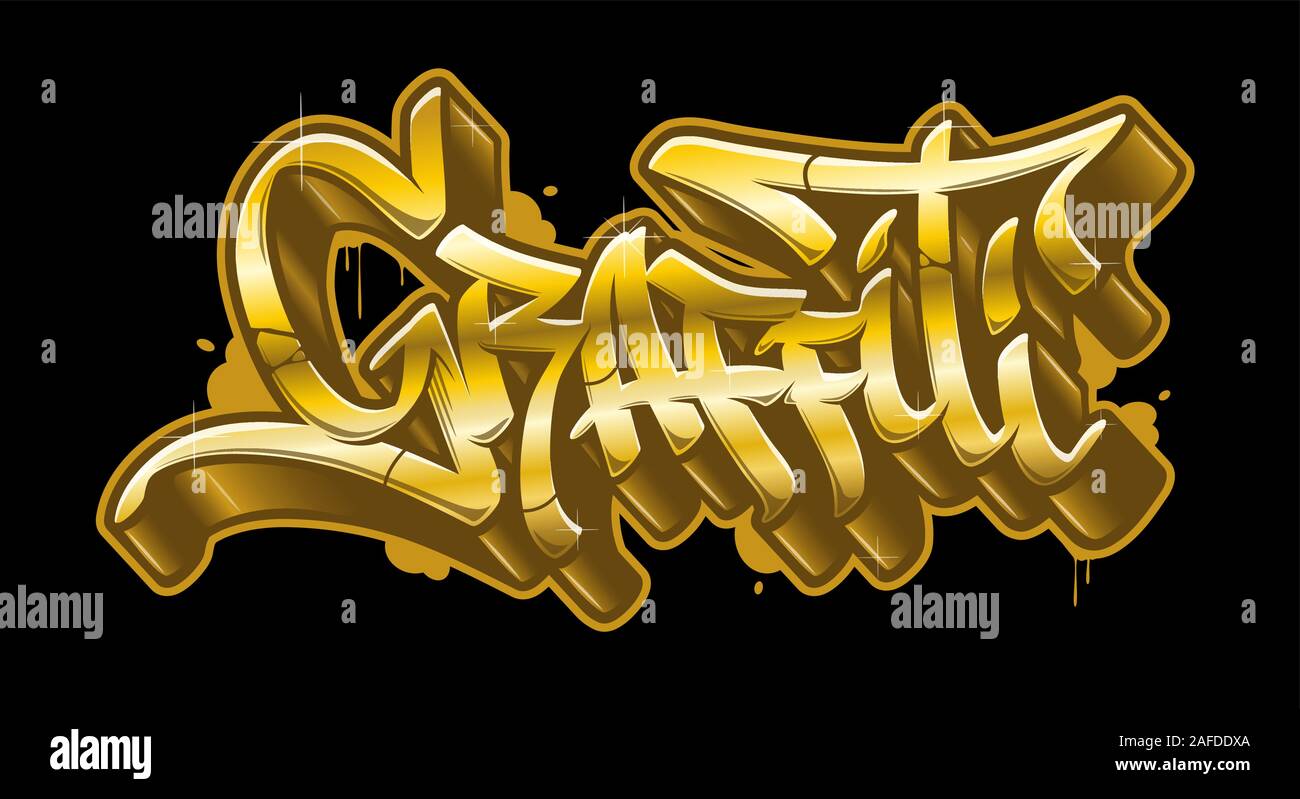 Gold text in graffiti style Stock Vector Images - Alamy