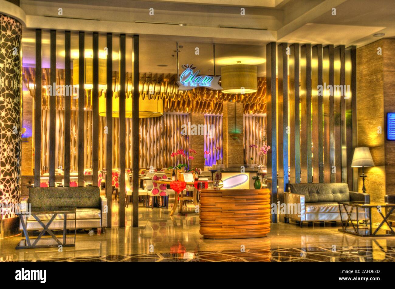 beautiful restaurant interior design with table seating and lighting ...