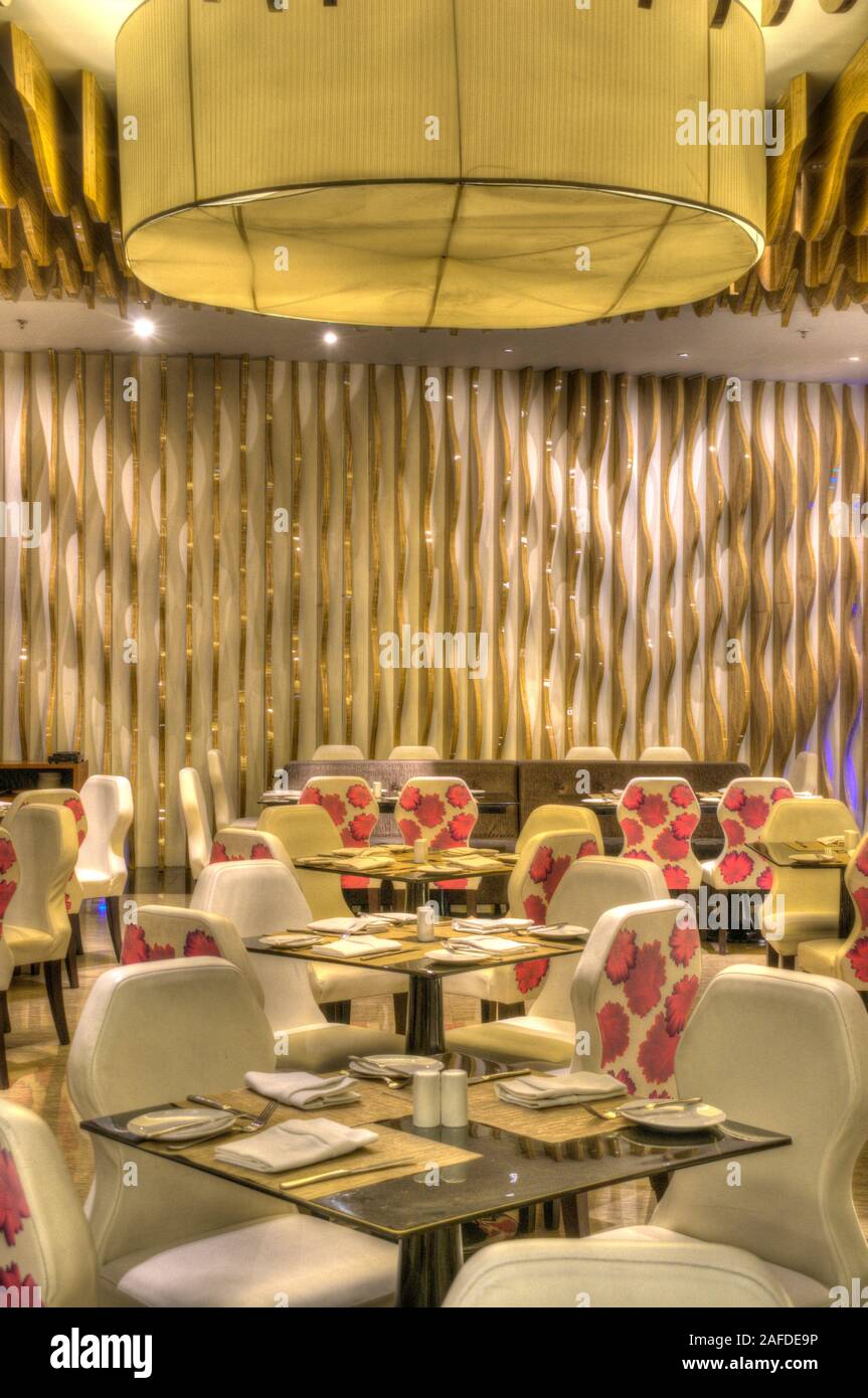 beautiful restaurant interior design with table seating and lighting ...