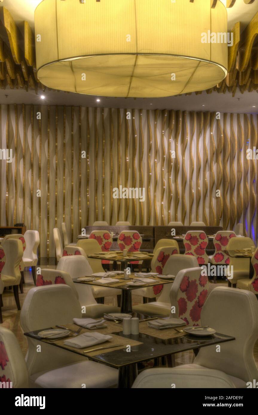 beautiful restaurant interior design with table seating and lighting ...