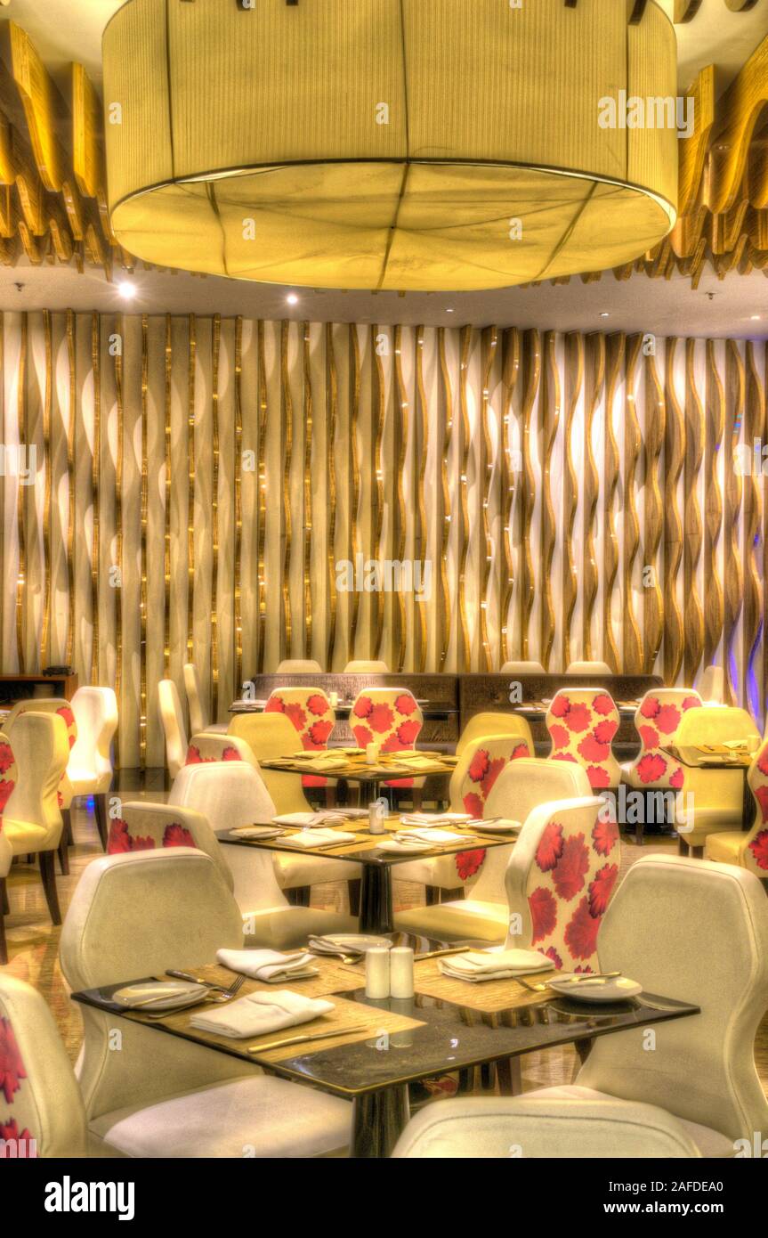 beautiful restaurant interior design with table seating and lighting ...