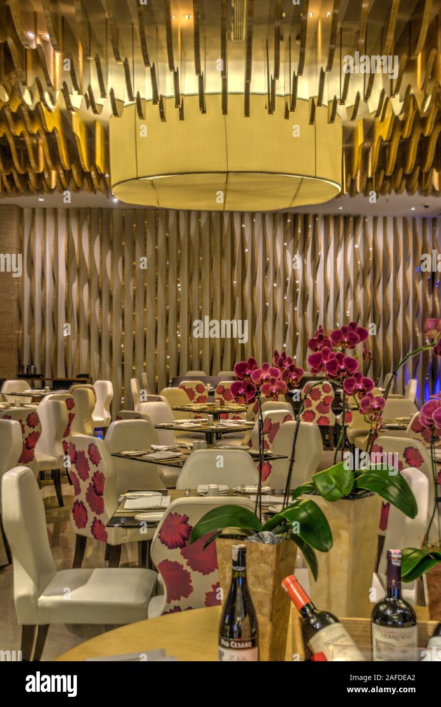 beautiful restaurant interior design with table seating and lighting ...