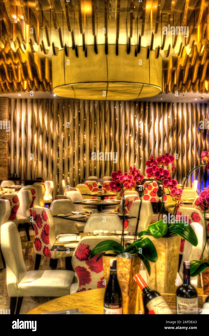 beautiful restaurant interior design with table seating and lighting ...