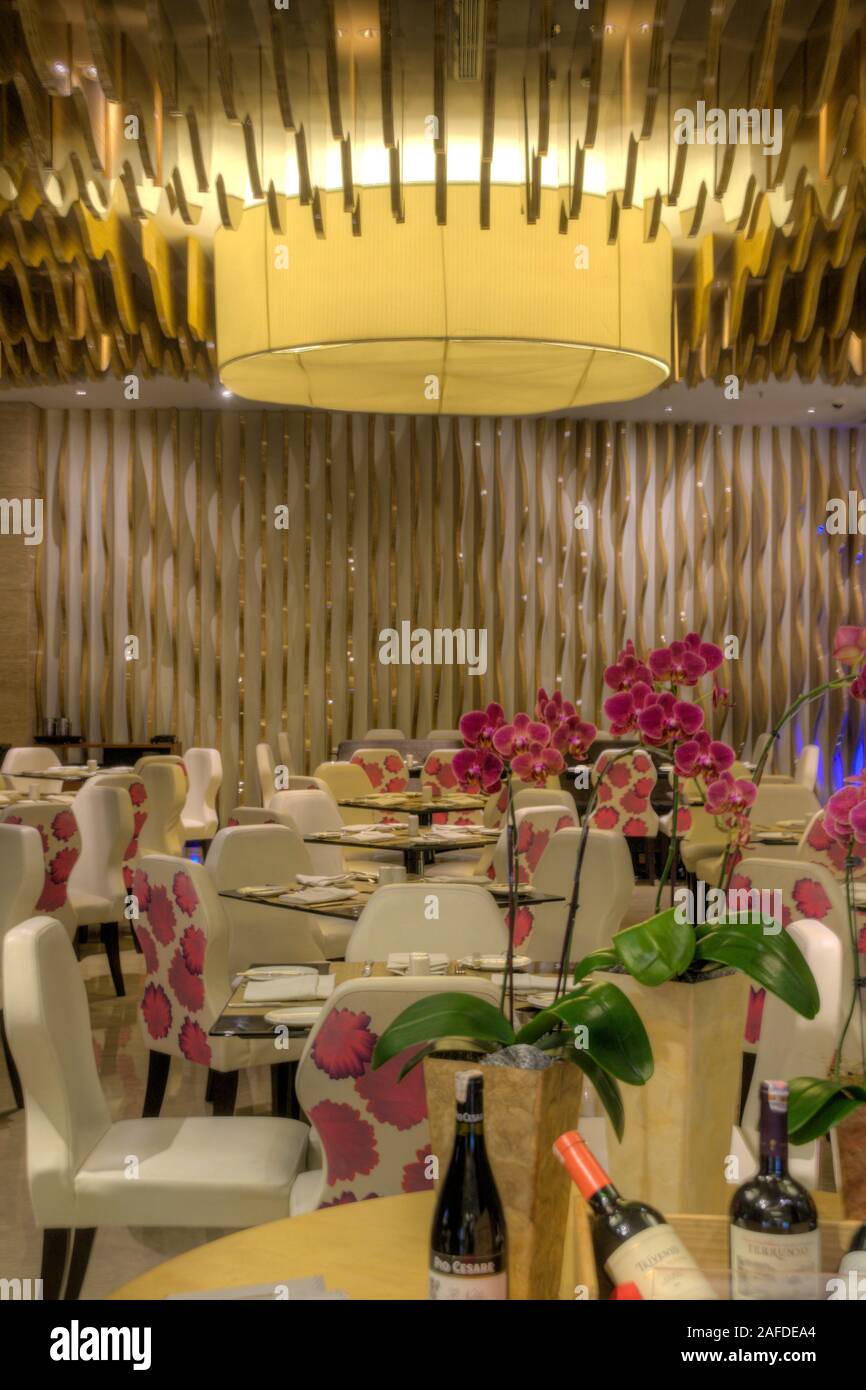 beautiful restaurant interior design with table seating and lighting ...