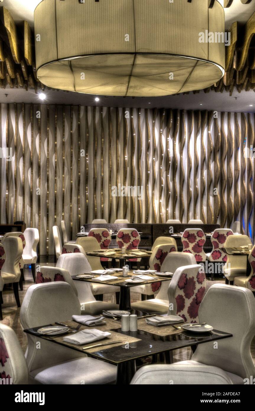 beautiful restaurant interior design with table seating and lighting ...