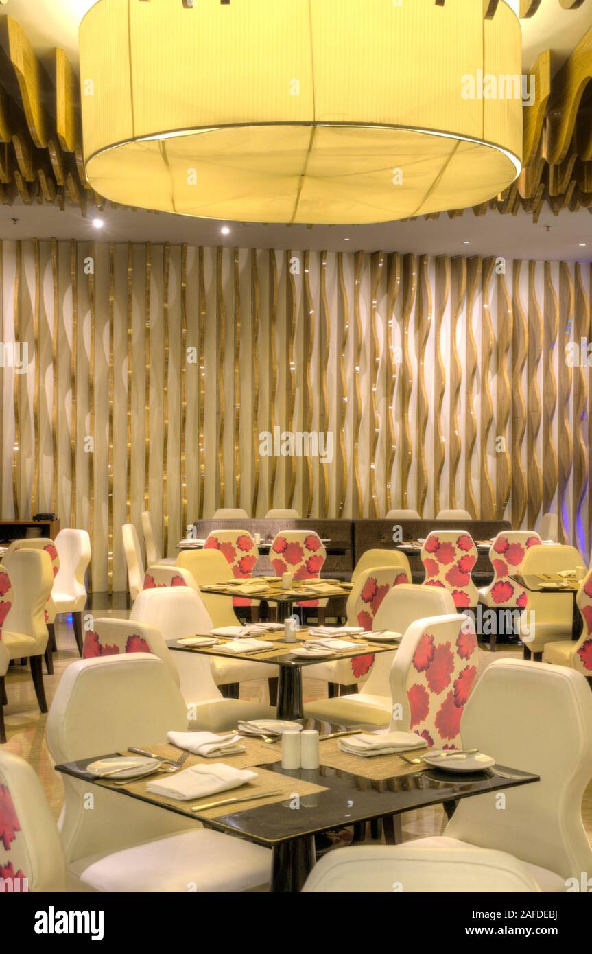 beautiful restaurant interior design with table seating and lighting ...