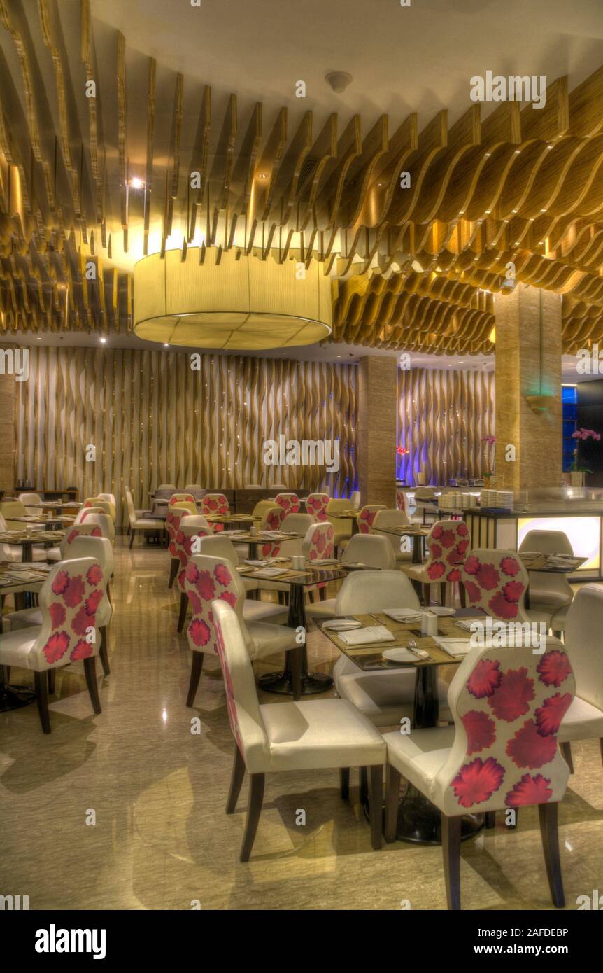 beautiful restaurant interior design with table seating and lighting ...