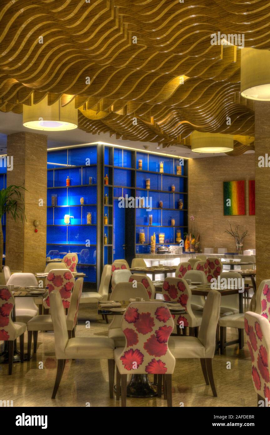 beautiful restaurant interior design with table seating and lighting ...