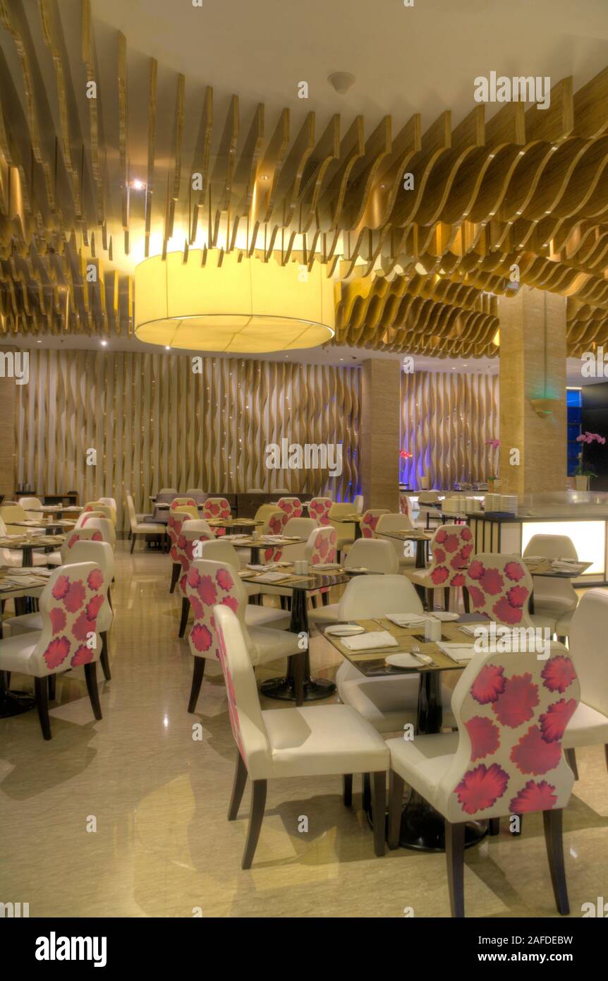 beautiful restaurant interior design with table seating and lighting ...