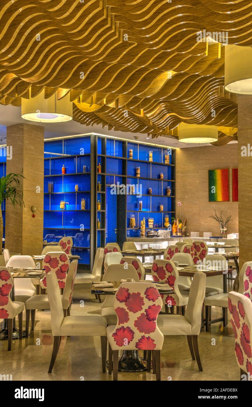 beautiful restaurant interior design with table seating and lighting ...