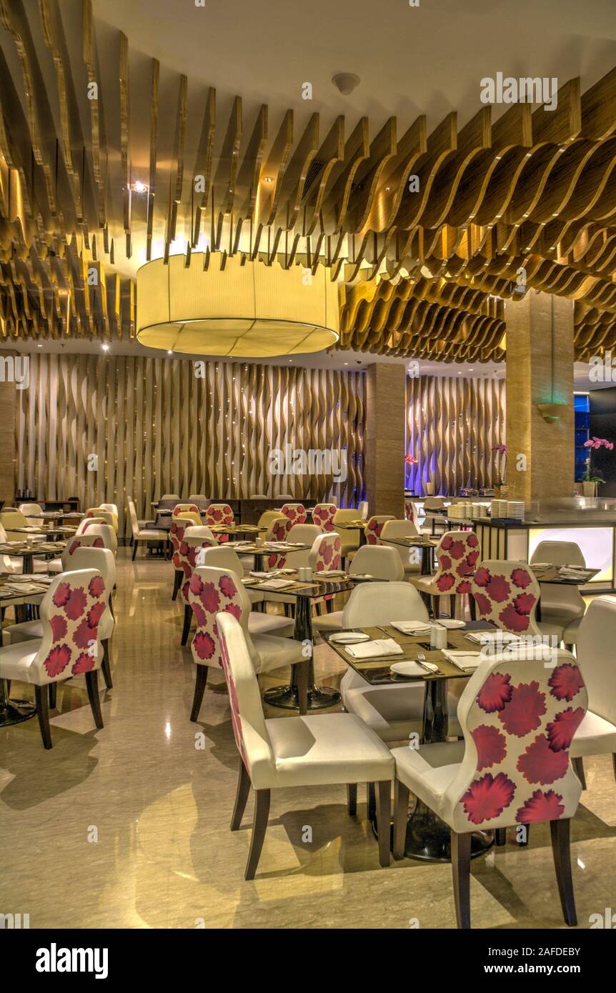 beautiful restaurant interior design with table seating and lighting ...