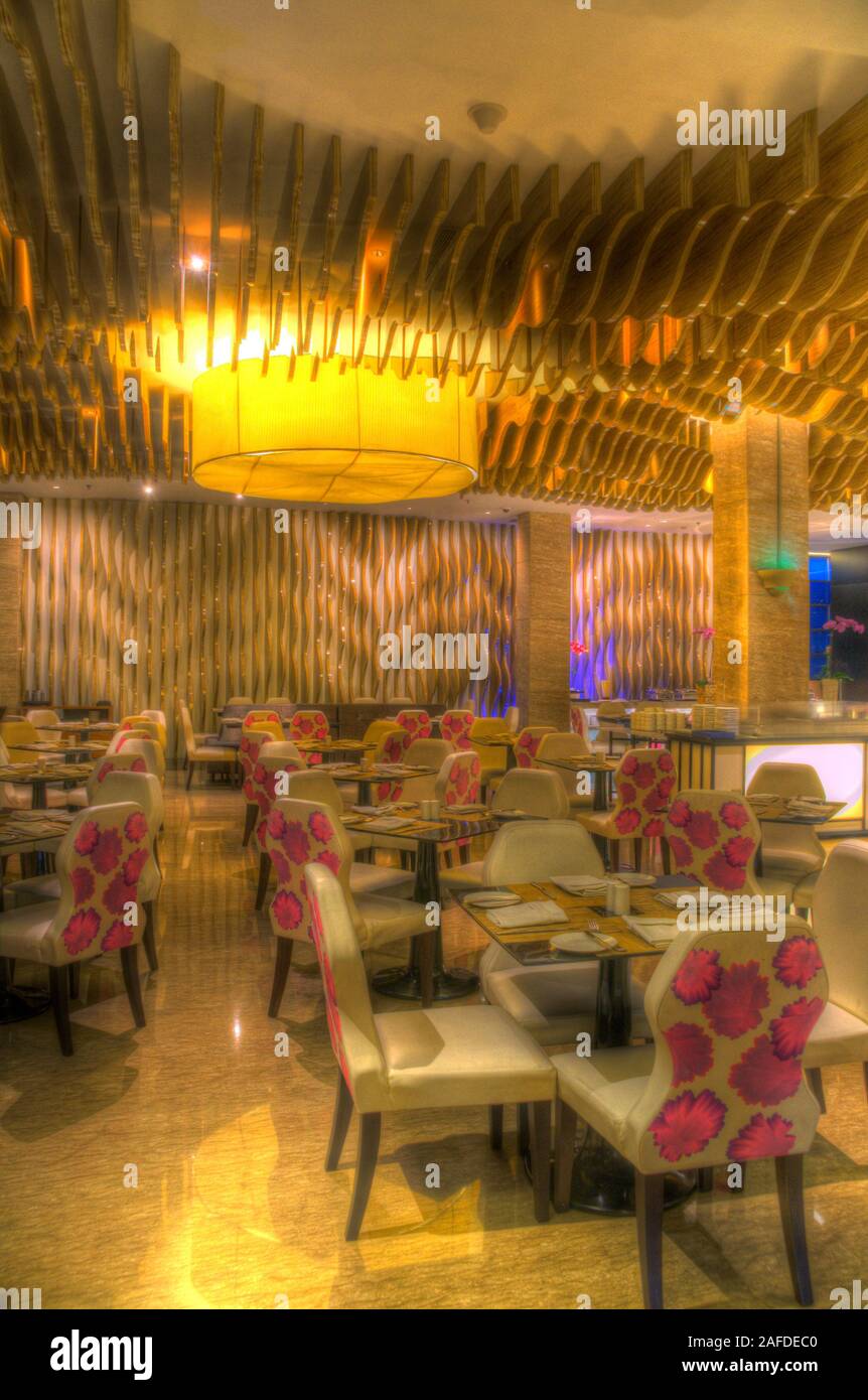 beautiful restaurant interior design with table seating and lighting ...