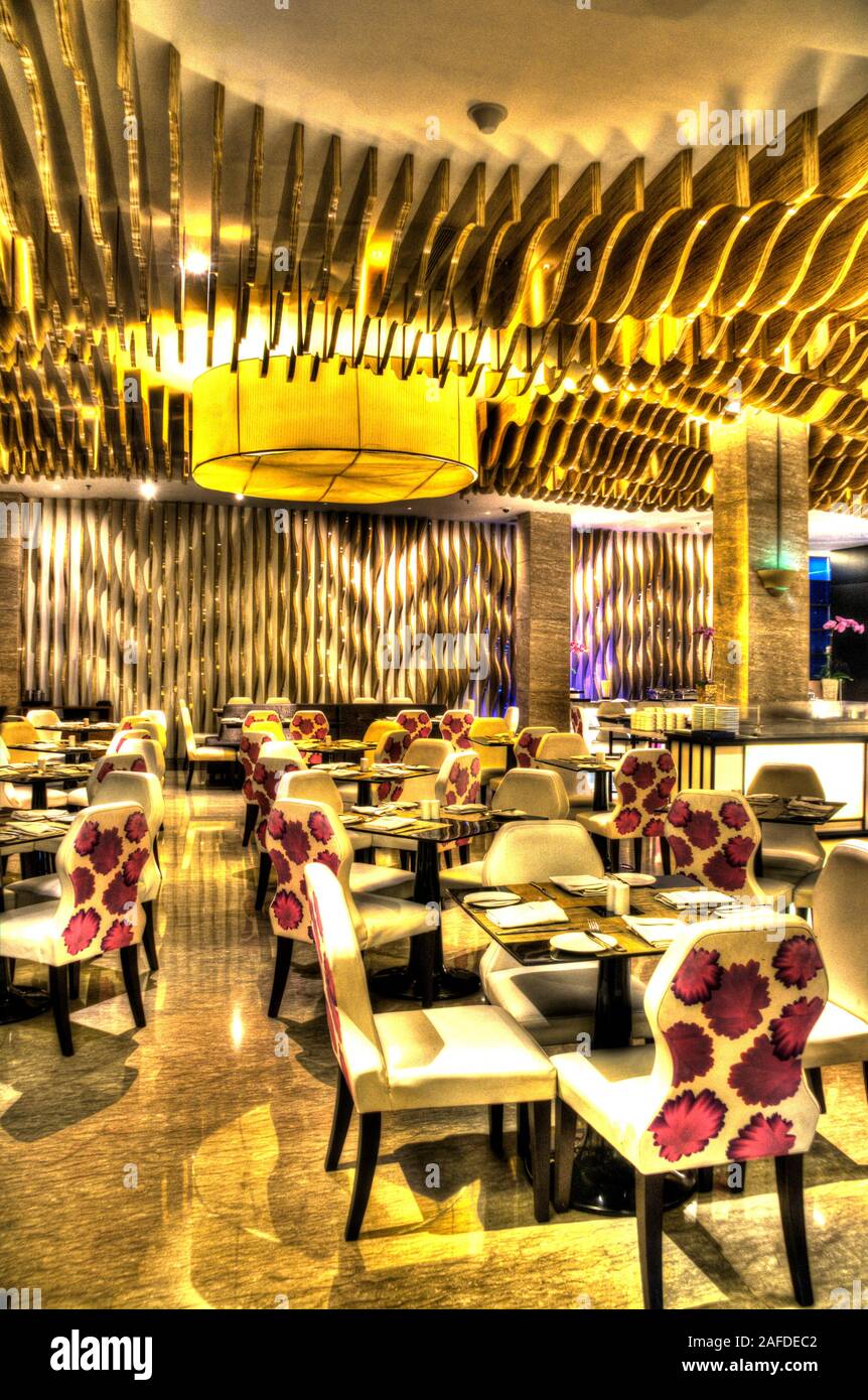 beautiful restaurant interior design with table seating and lighting ...