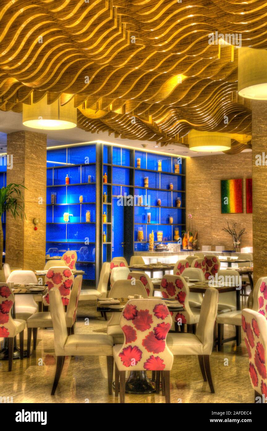 beautiful restaurant interior design with table seating and lighting ...