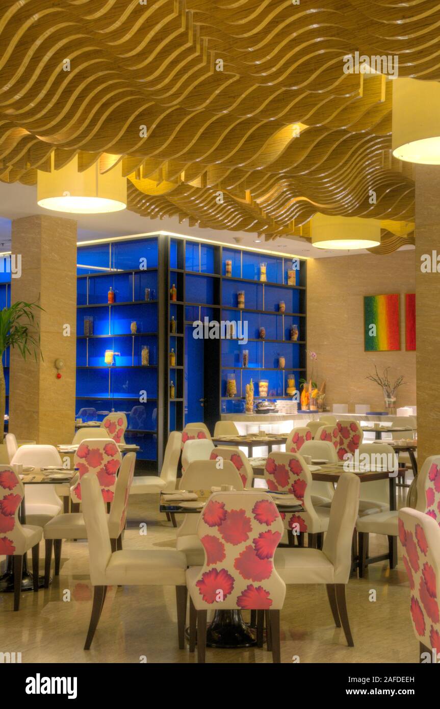 beautiful restaurant interior design with table seating and lighting ...