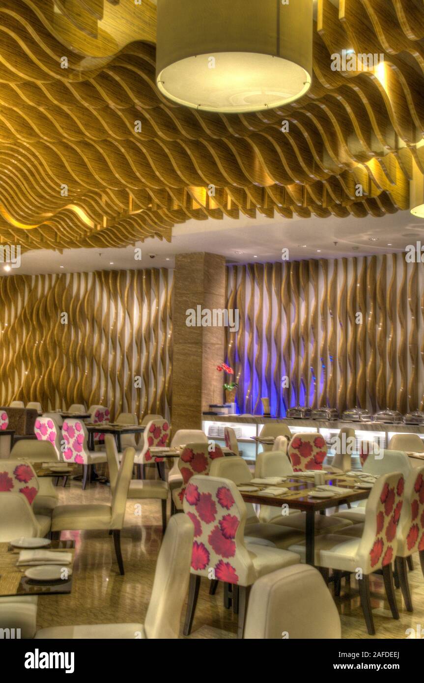 beautiful restaurant interior design with table seating and lighting ...