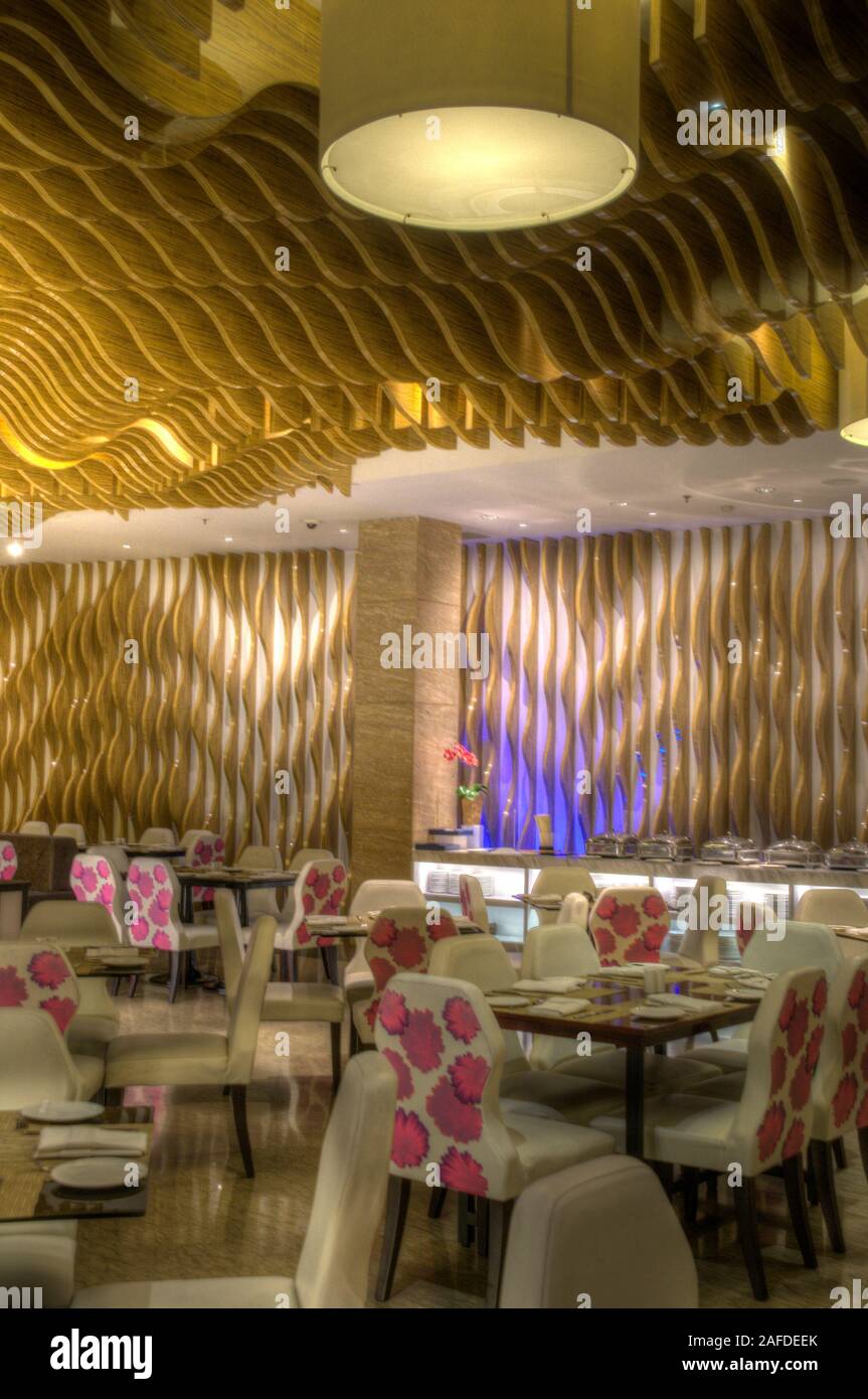 beautiful restaurant interior design with table seating and lighting ...