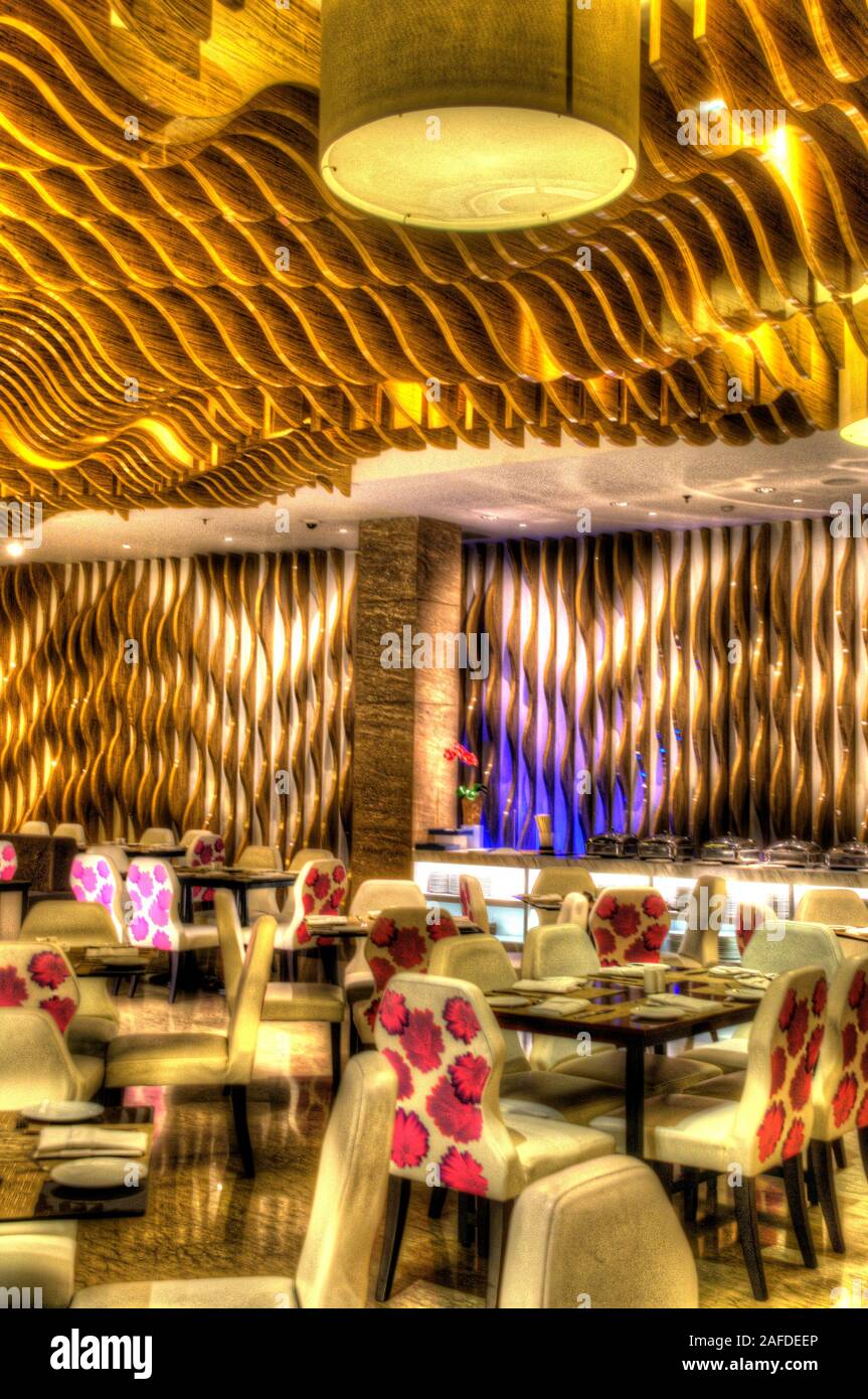 beautiful restaurant interior design with table seating and lighting ...