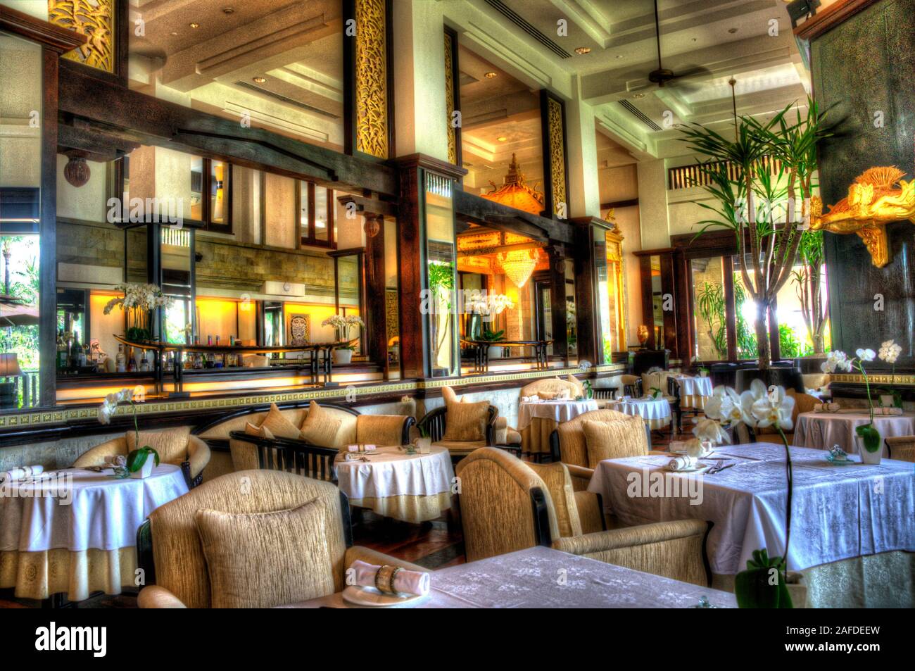 beautiful restaurant interior design with table seating and lighting ...