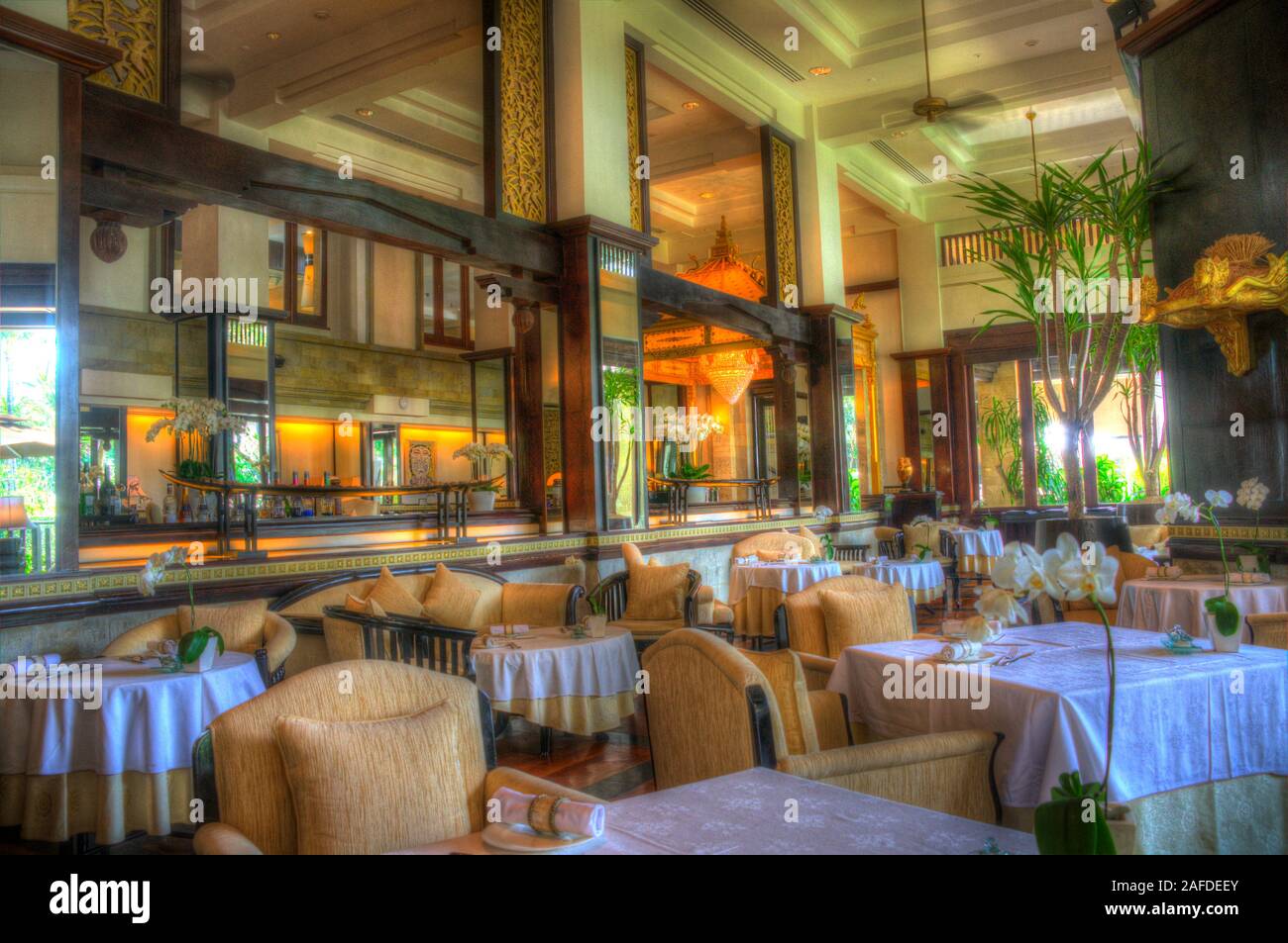 beautiful restaurant interior design with table seating and lighting ...
