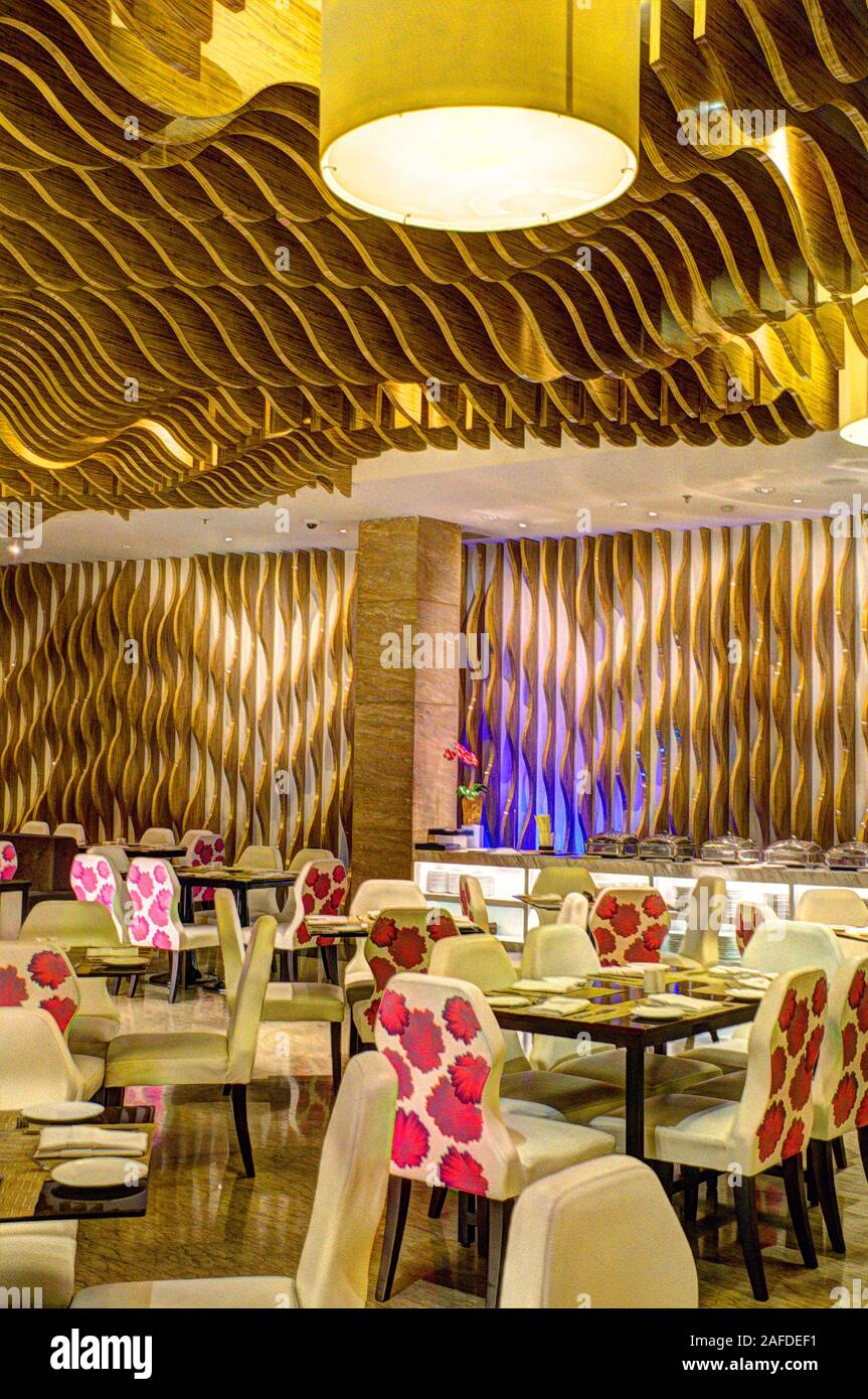 beautiful restaurant interior design with table seating and lighting ...