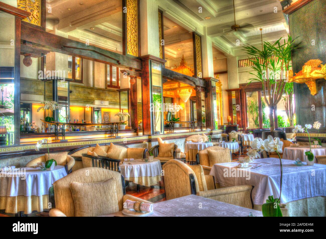 beautiful restaurant interior design with table seating and lighting ...