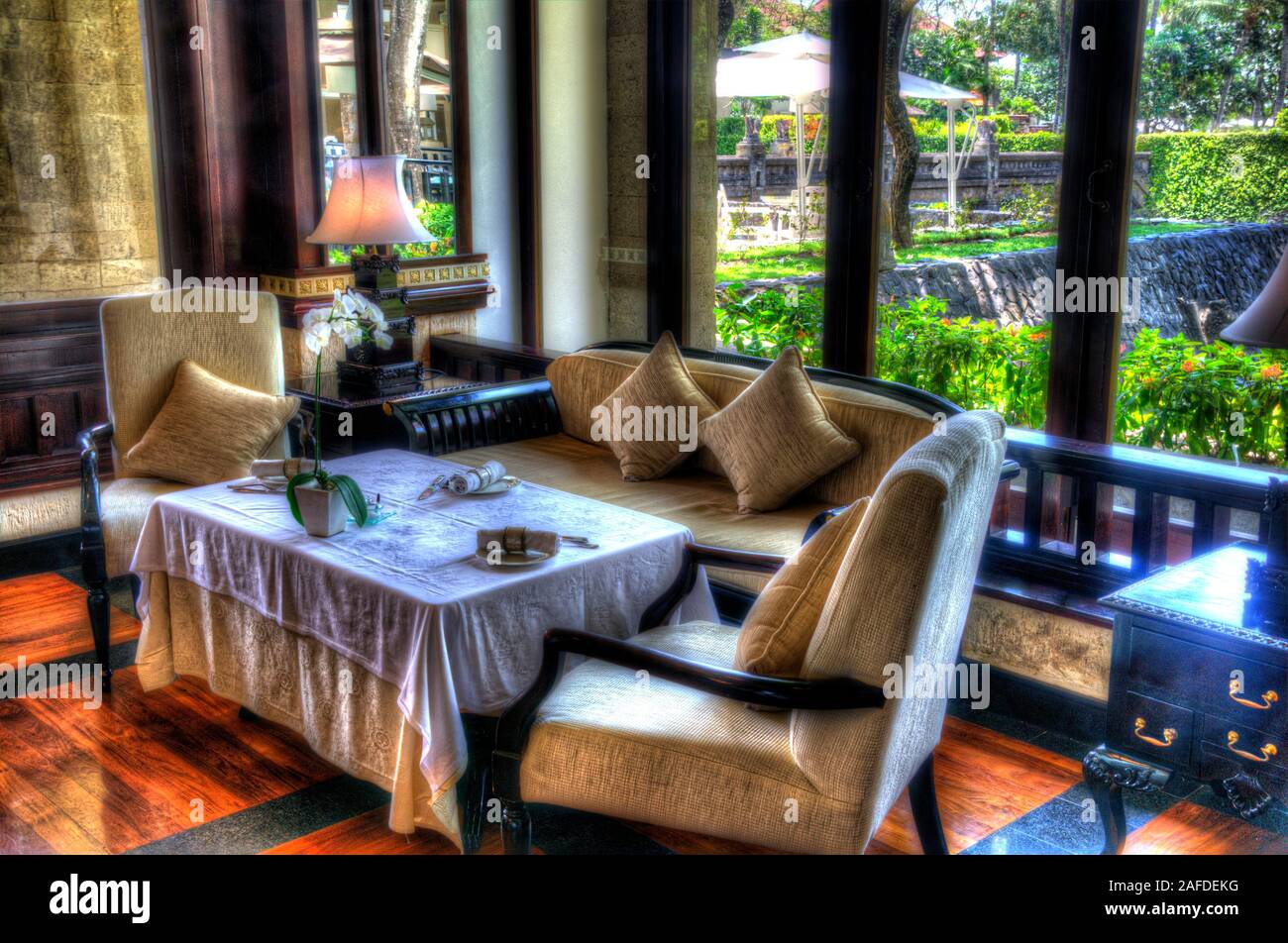 beautiful restaurant interior design with table seating and lighting ...