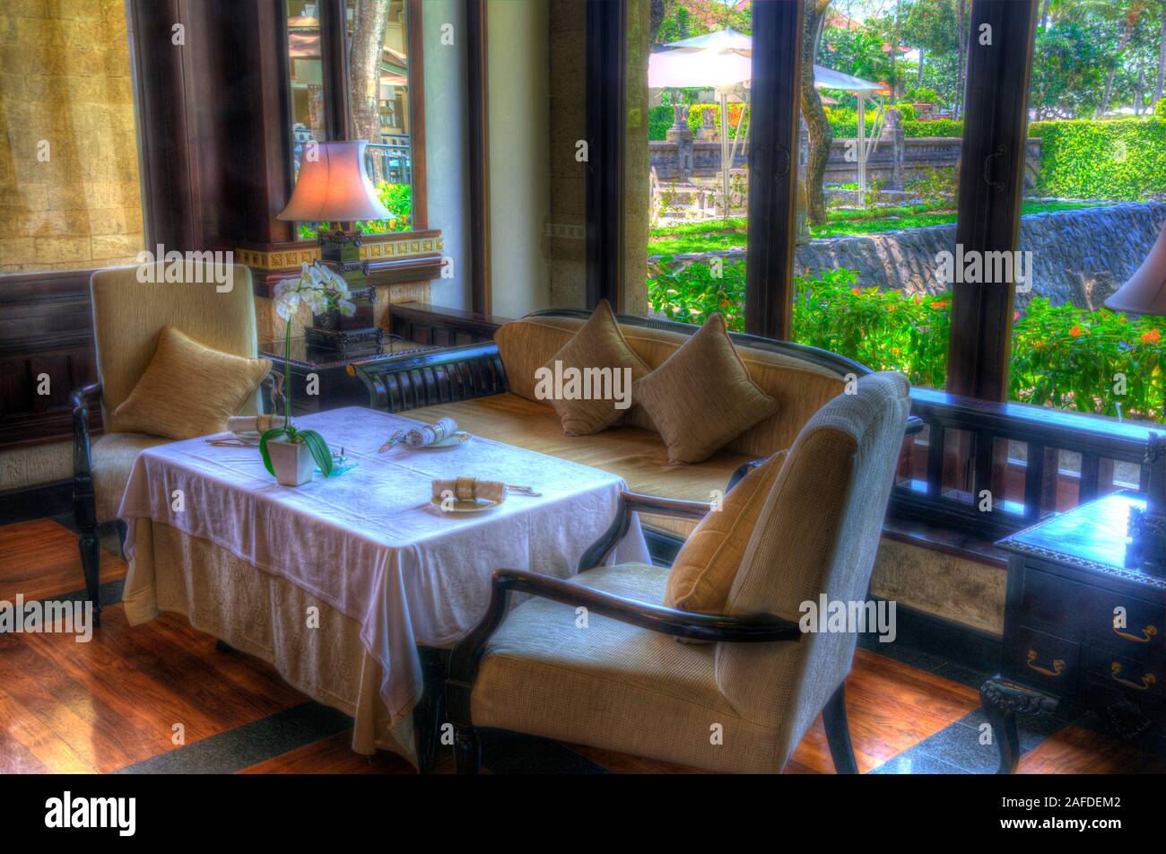 beautiful restaurant interior design with table seating and lighting ...