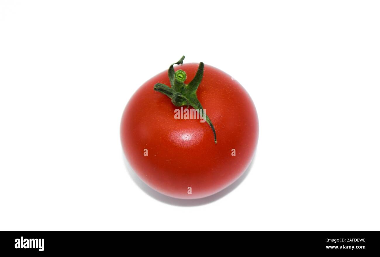Tomato, one single red tomato isolated on white background Stock Photo ...