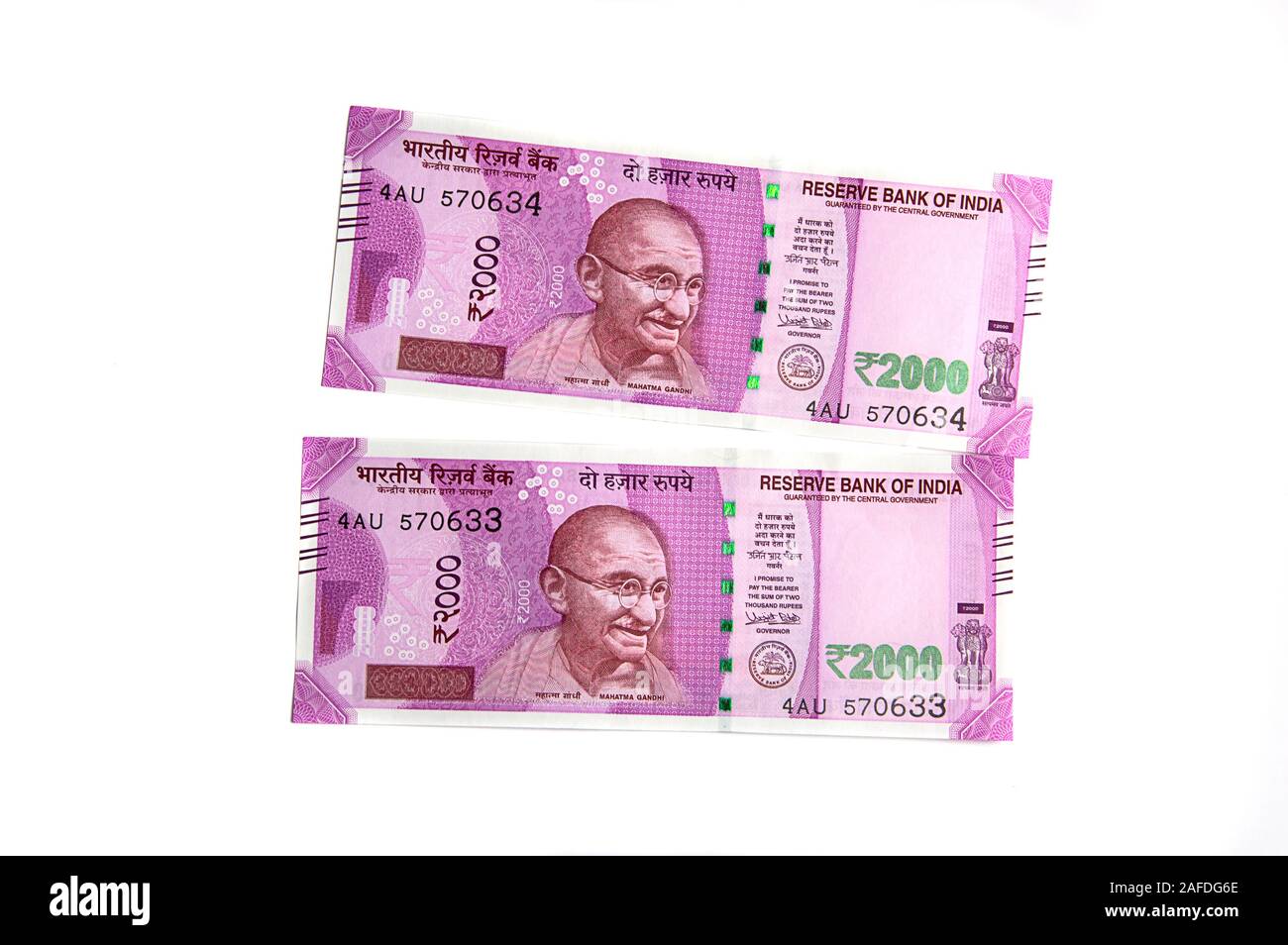 New Indian Currency of Rs.2000 isolated on white background. Published ...