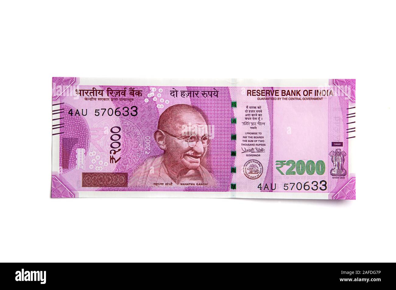 New Indian Currency of Rs.2000 isolated on white background. Published ...