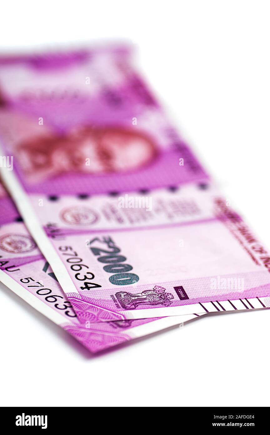 New Indian Currency of Rs.2000 isolated on white background. Published ...