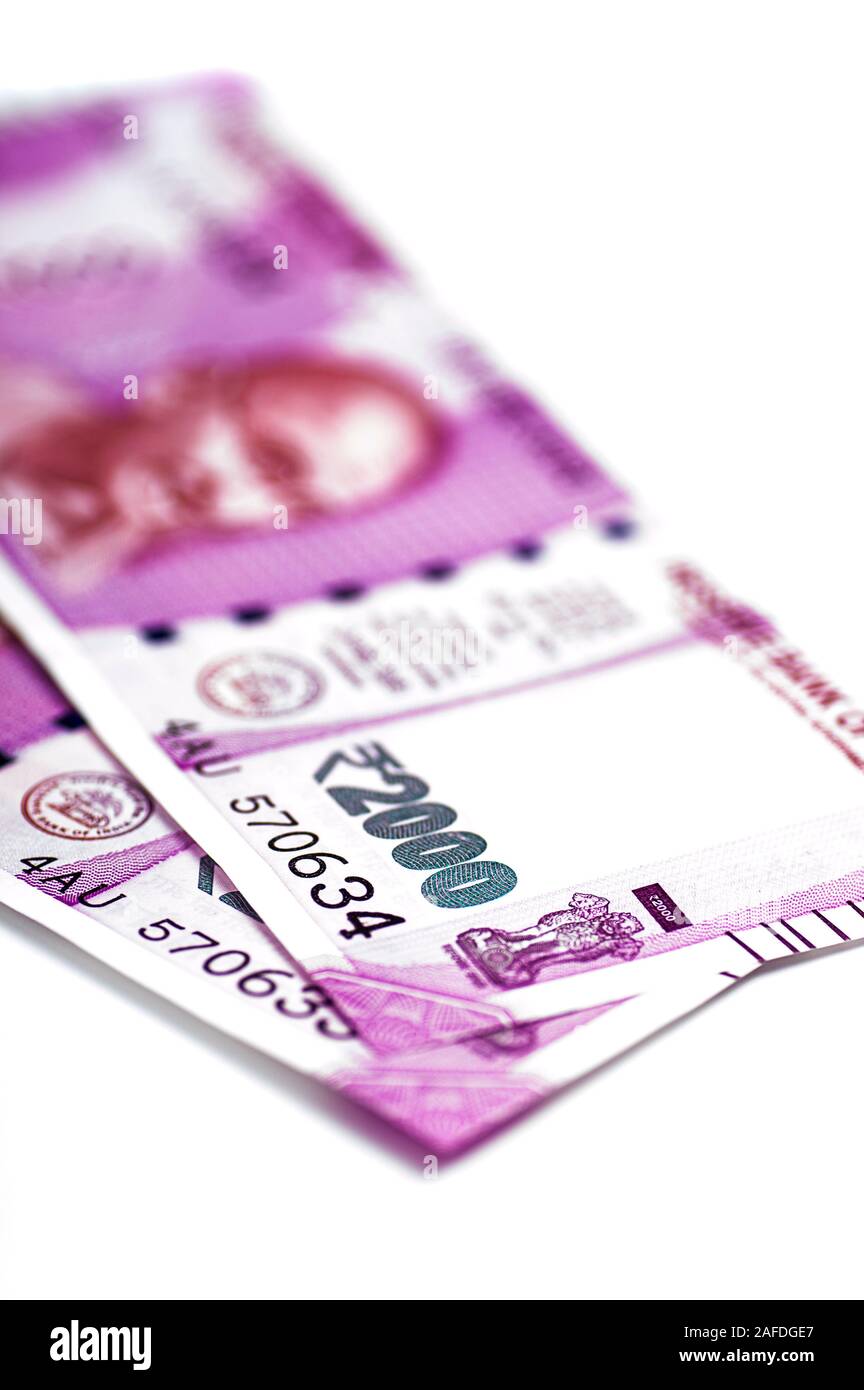 New Indian Currency of Rs.2000 isolated on white background. Published ...