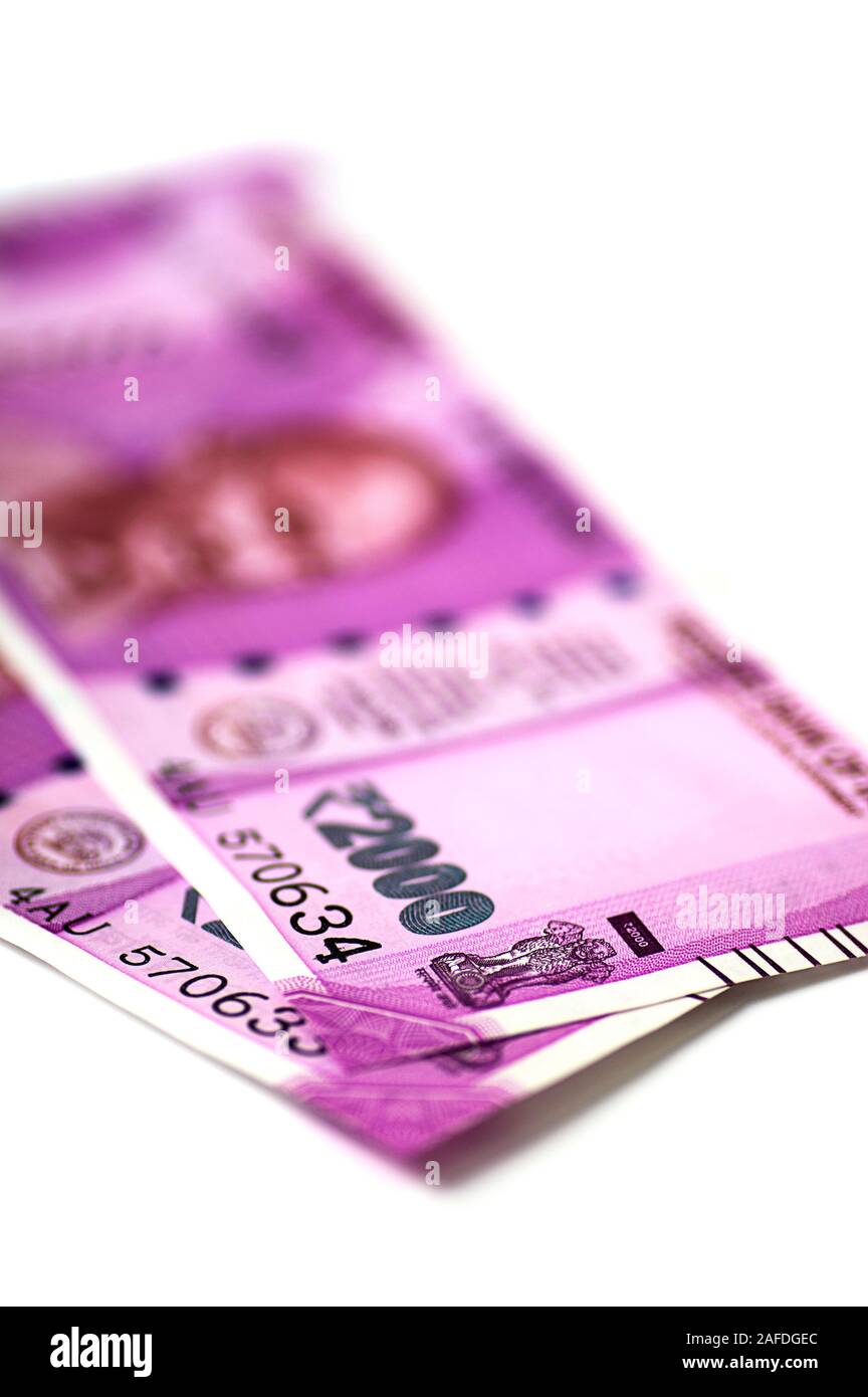New Indian Currency of Rs.2000 isolated on white background. Published ...