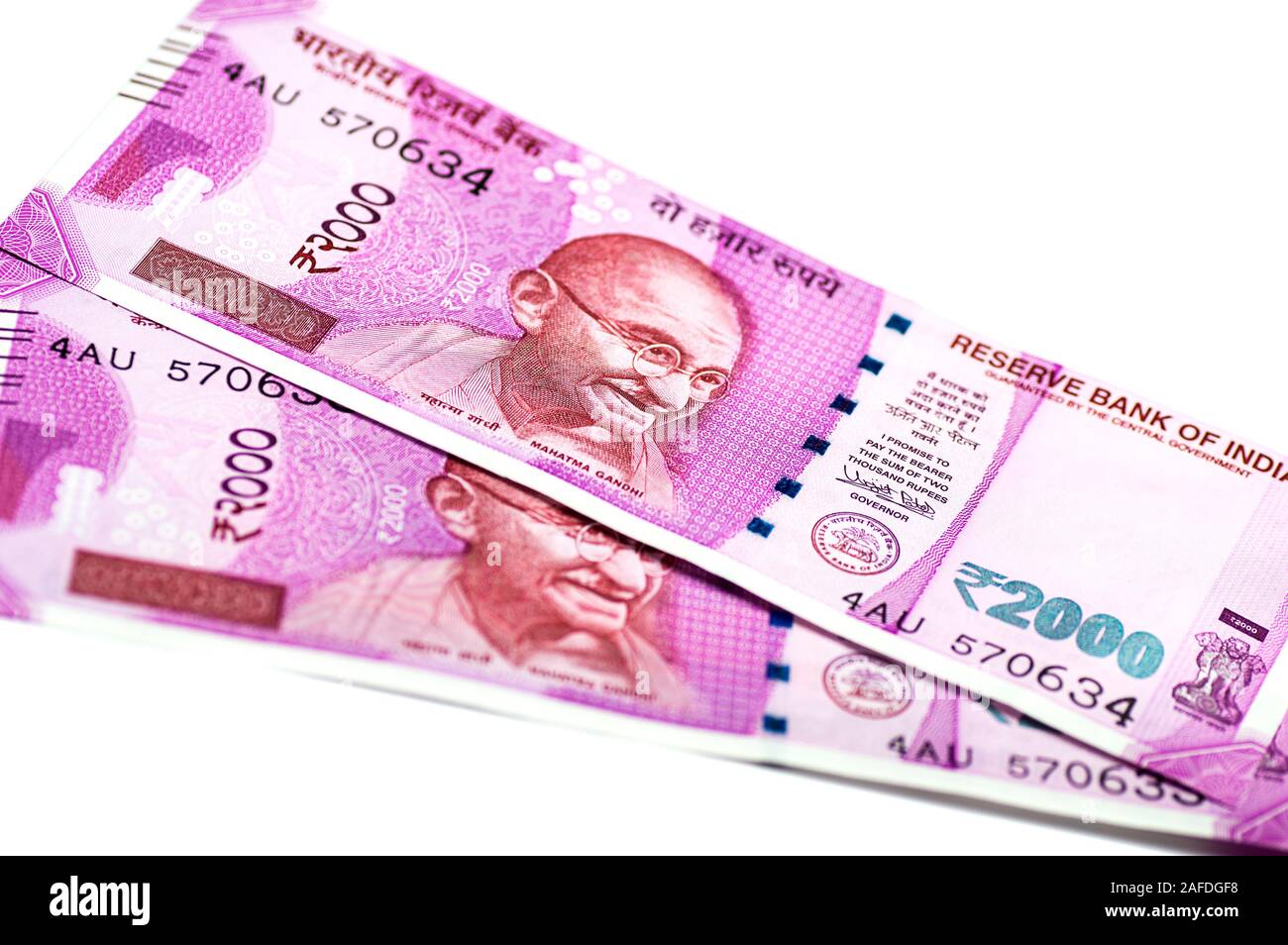 New Indian Currency of Rs.2000 isolated on white background. Published ...