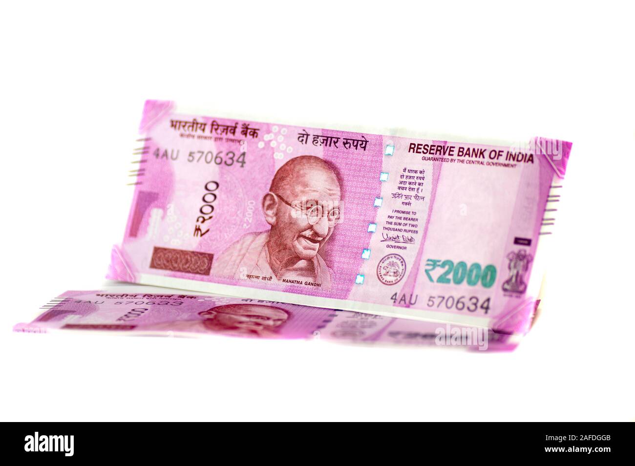 New Indian Currency of Rs.2000 isolated on white background. Published ...