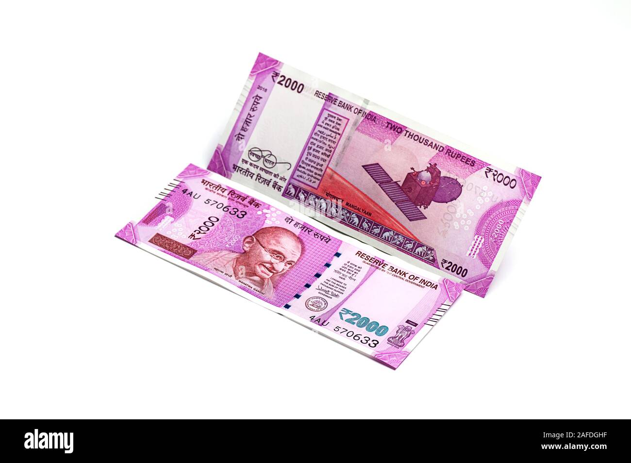 New Indian Currency of Rs.2000 isolated on white background. Published ...
