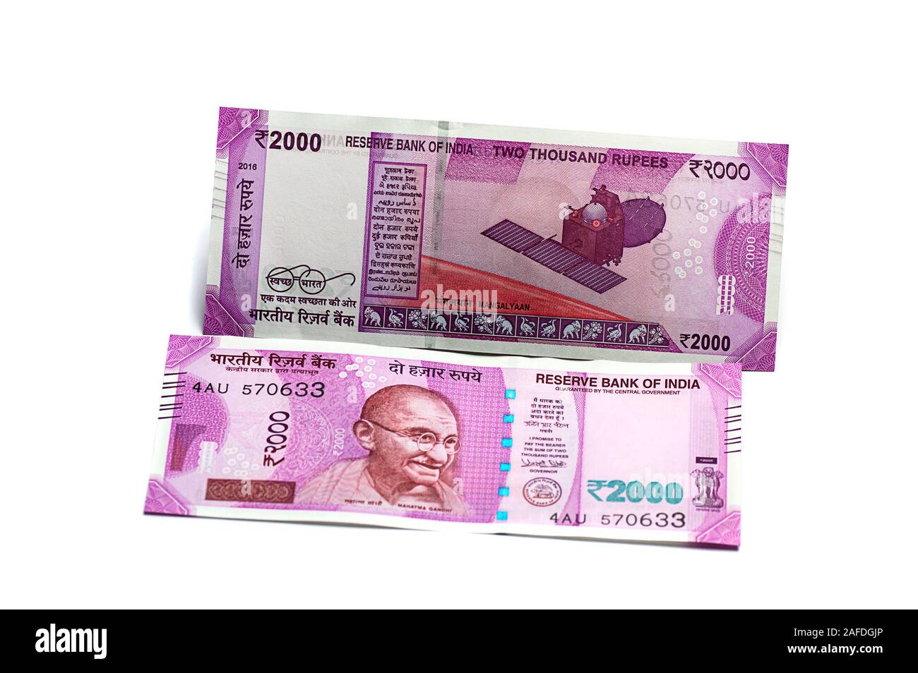 New Indian Currency of Rs.2000 isolated on white background. Published ...