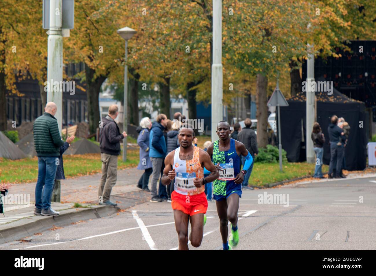 Two Runners Competing At The Amsterdam Marathon The Netherlands 2019 ...