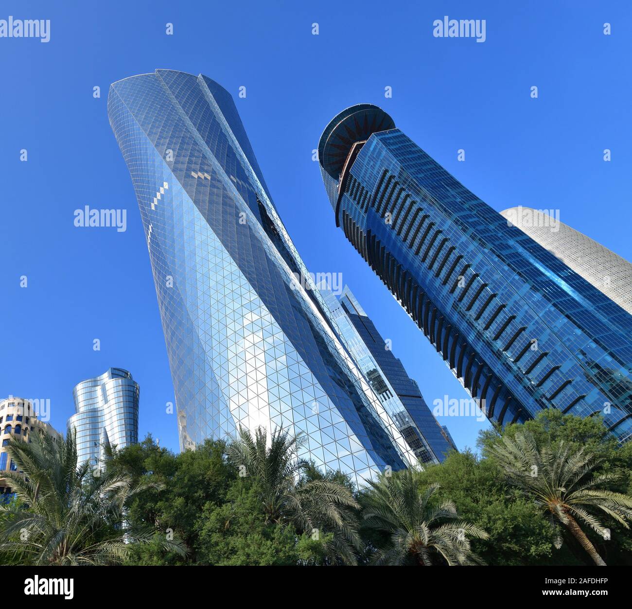 Doha, Qatar - Nov 24. 2019. Al Bidda Tower and World Trade Center on ...