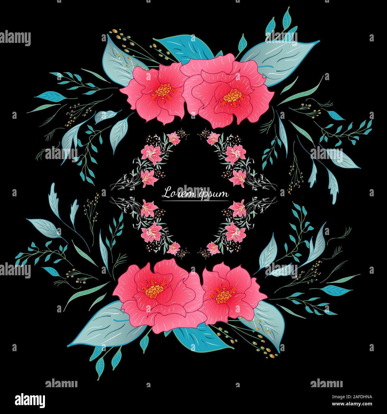 Tropical set of hand drawn floral frames. Jungle foliage illustration ...