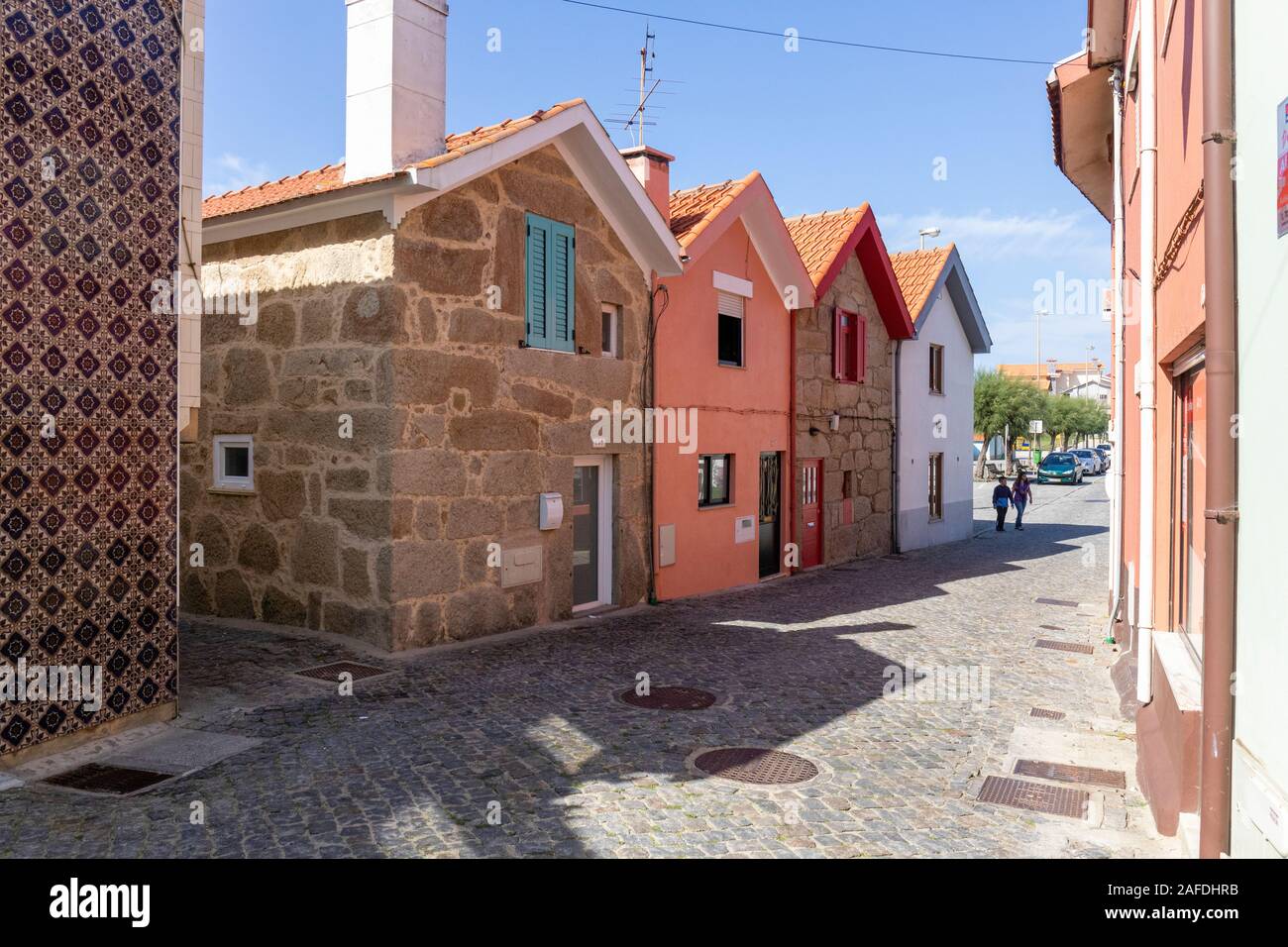 The rear of a terrace of fishermen cottages at Vila Cha, Poto, Portugal ...
