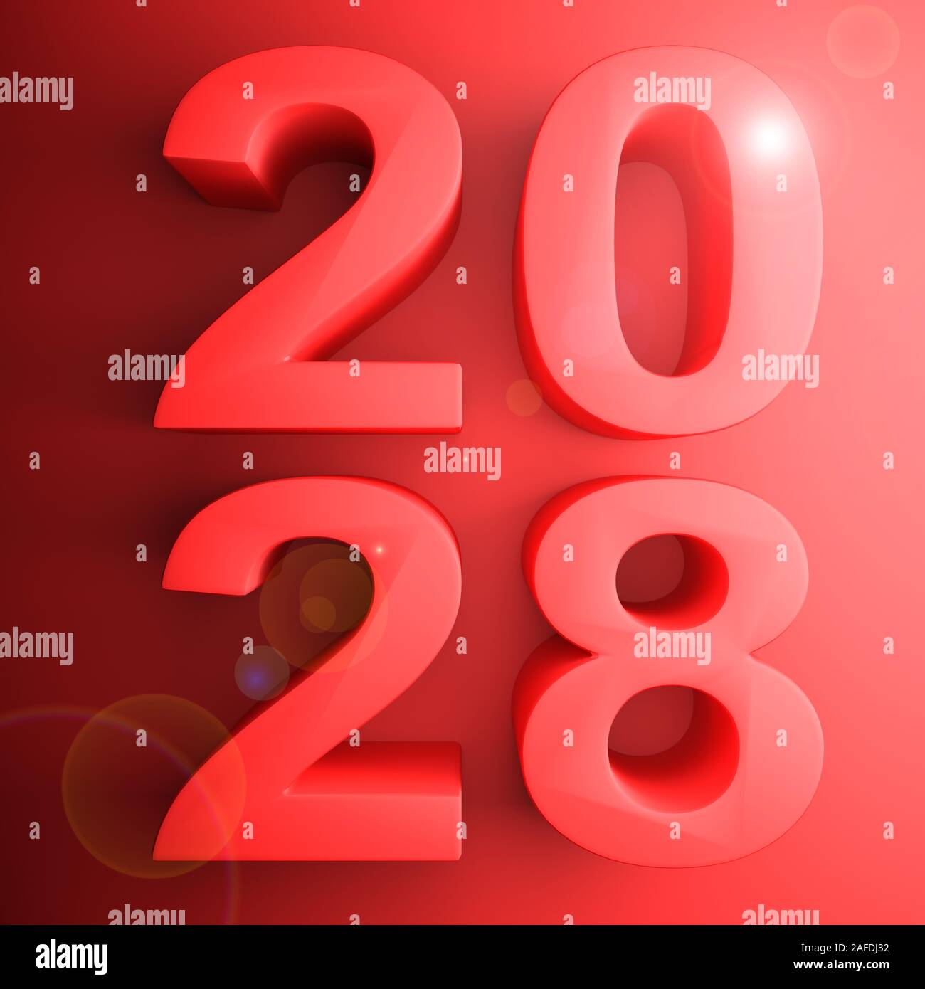 2028 red square icon - 3D rendering illustration Stock Photo - Alamy