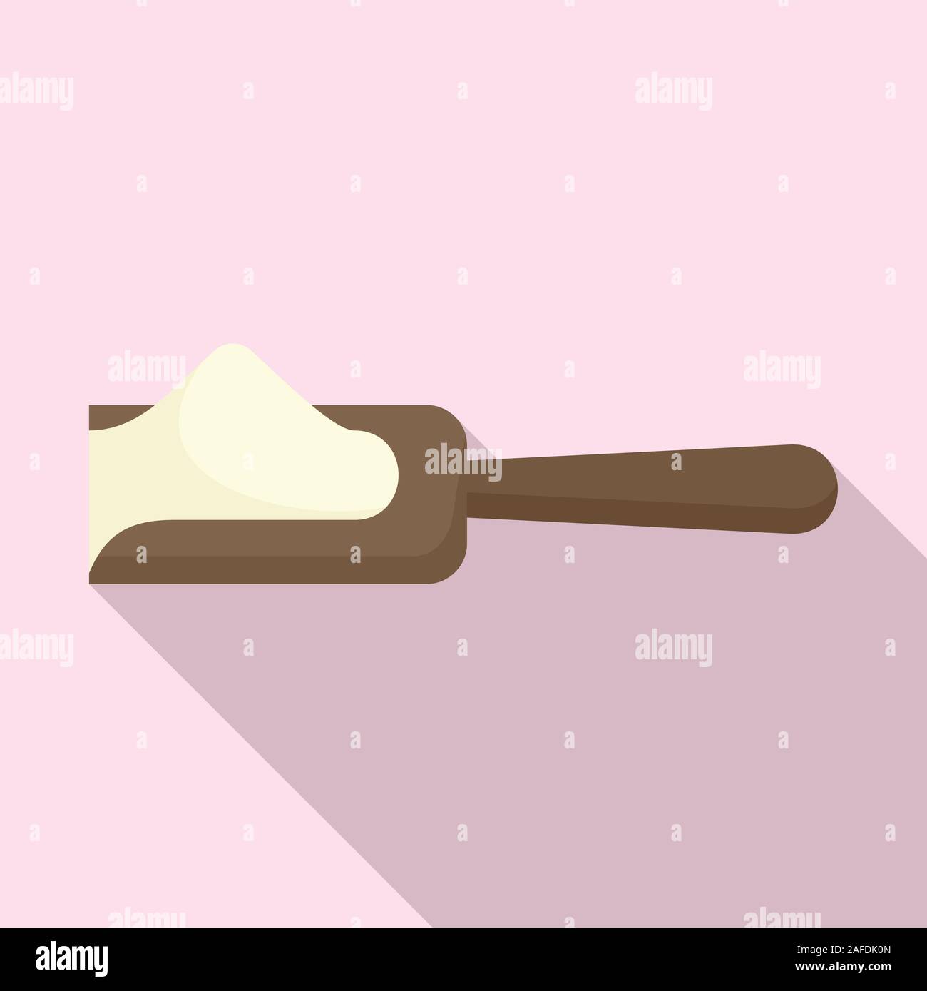 Flour wood spoon icon. Flat illustration of flour wood spoon vector ...