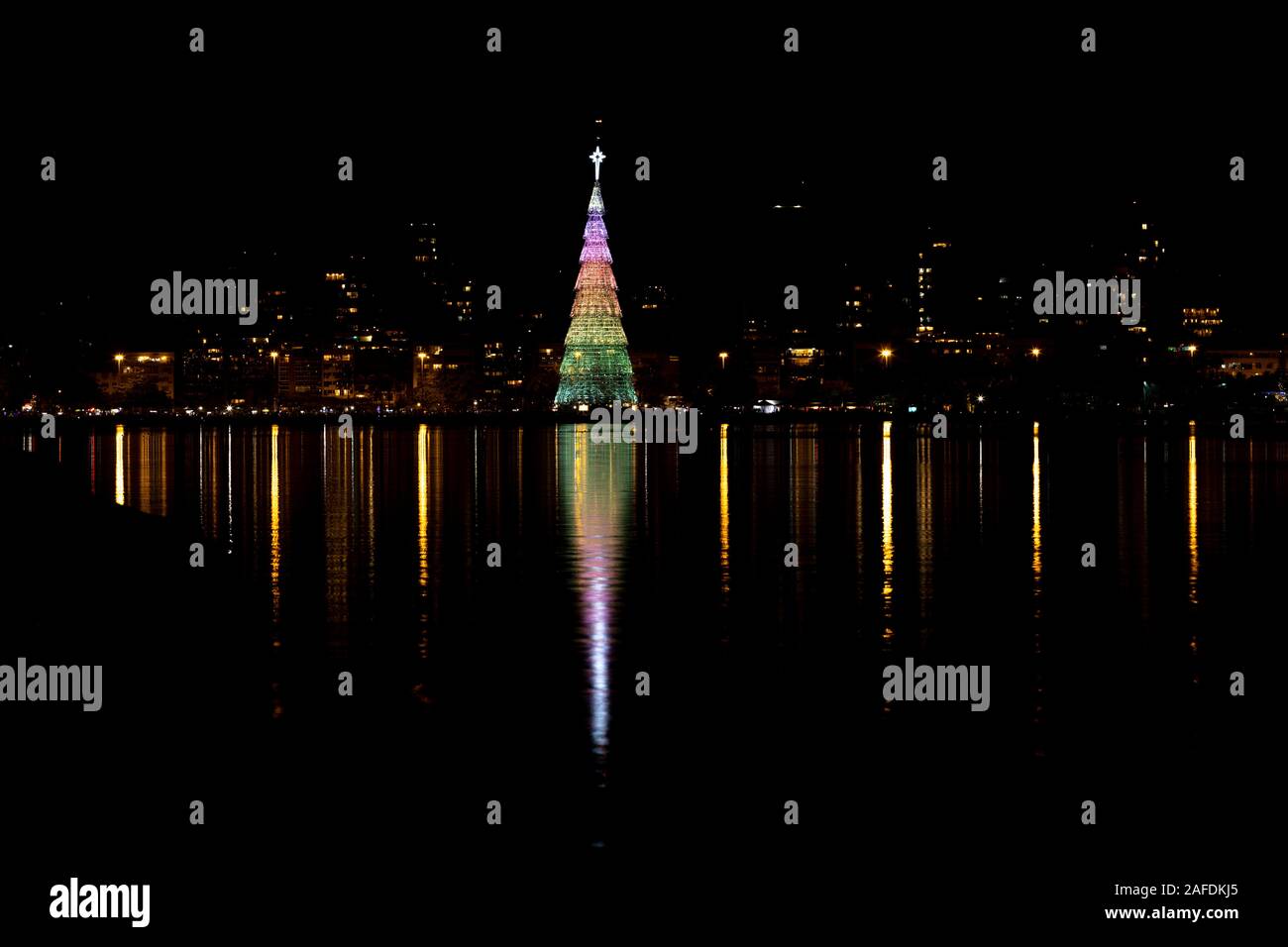 Tallest floating Christmas tree in the world construction with ...