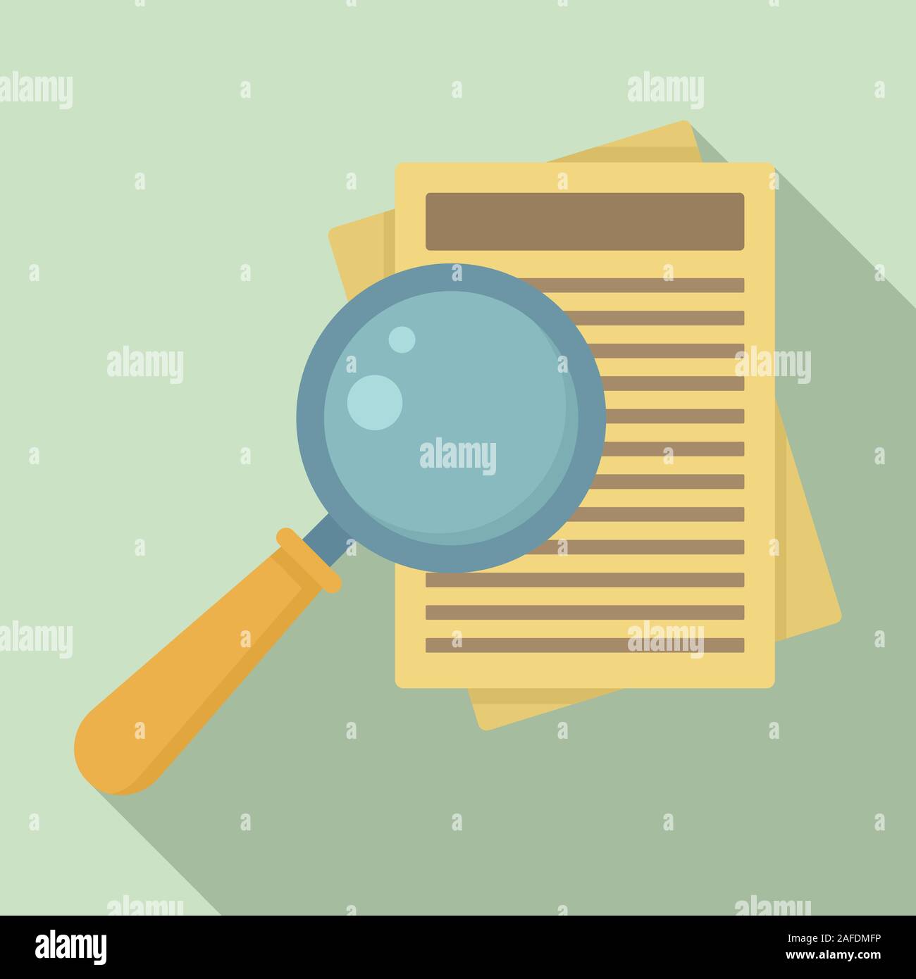 Paper under magnifier icon. Flat illustration of paper under magnifier ...