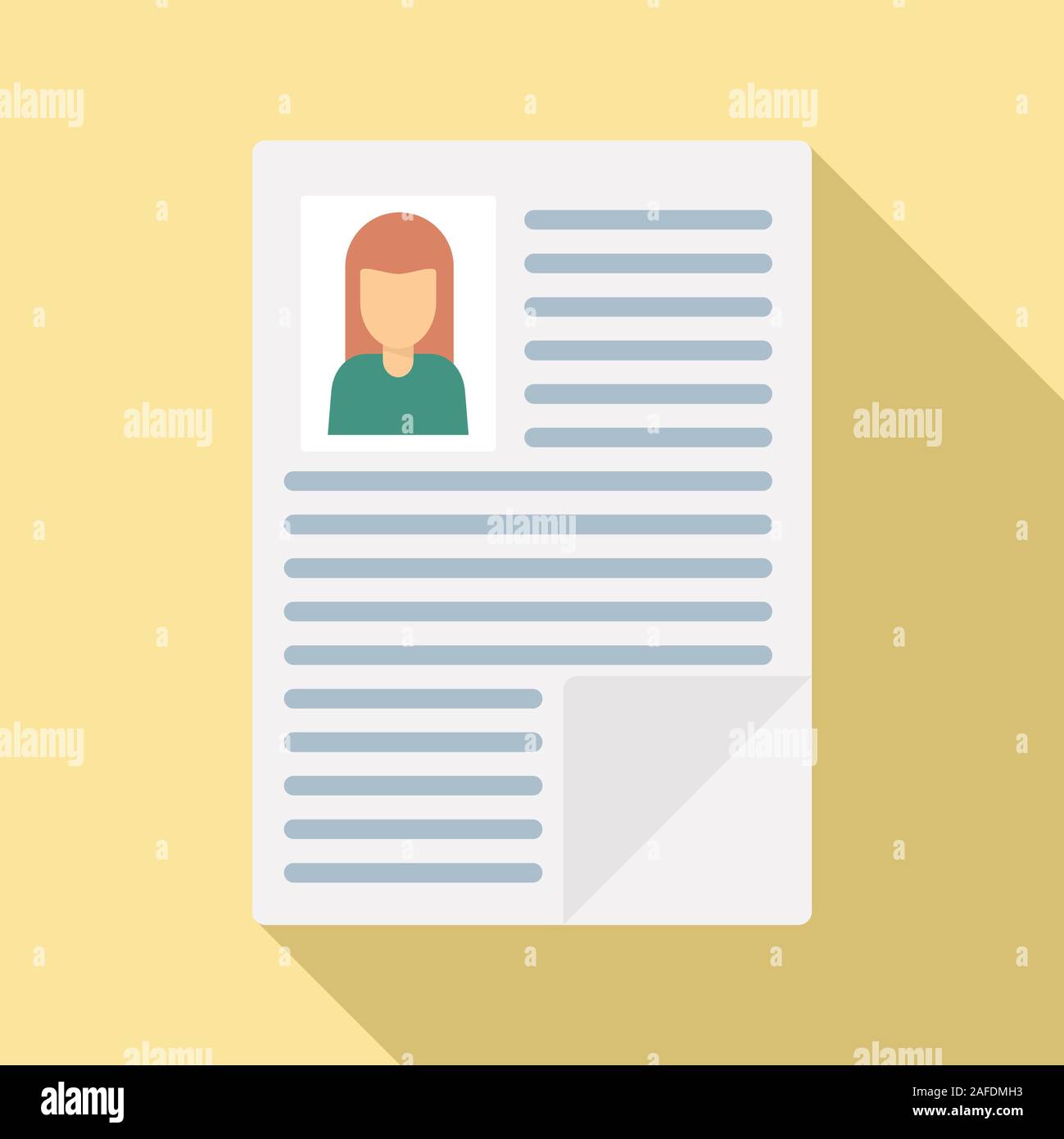 Woman cv paper icon. Flat illustration of woman cv paper vector icon ...