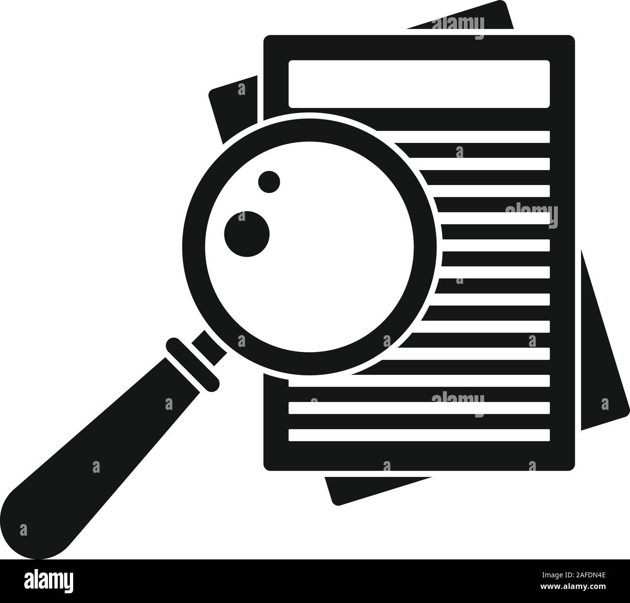 Paper under magnifier icon. Simple illustration of paper under ...